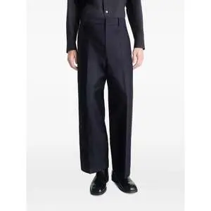 LEMAIRE Wide-leg Cotton Trousers - Black