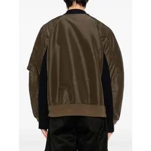 Sacai Bomber Jacket With V-neck And Ribbed Hem