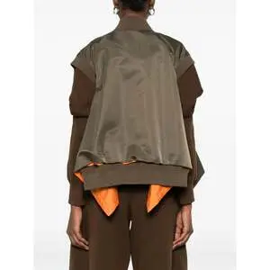 Sacai Zip-up Rib Knit Detailing Vest With Asymmetrical Hem