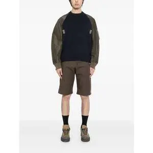 Sacai Cotton Blend Crew Neck Sweatshirt With Zip Pocket