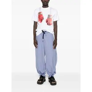 Sacai Cropped Balloon Leg Trousers In Stripe