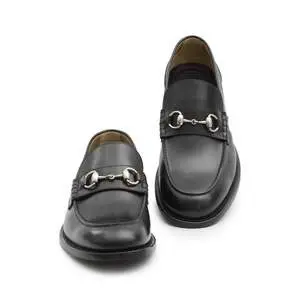 Gucci Leather Horsebit Detail Loafers