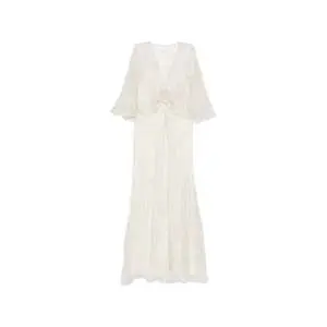 Alberta Ferretti Printed V-neck Silk Blend Dress