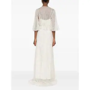 Alberta Ferretti Printed V-neck Silk Blend Dress