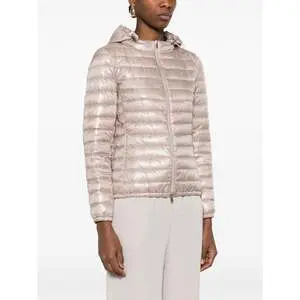 Herno Quilted Hooded Zip Up Down Jacket - Pink