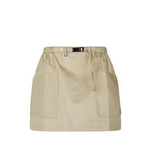 Prada Straight Skirt With Belted Waist And Triangle Logo