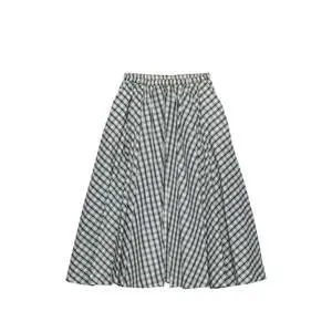 Prada Full Skirt With Check Print - Blue