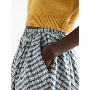Prada Full Skirt With Check Print - Blue