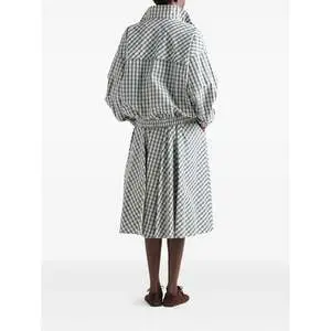 Prada Full Skirt With Check Print - Blue