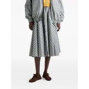 Prada Full Skirt With Check Print - Blue