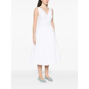 Prada Cotton Flower Appliqué Midi Dress
