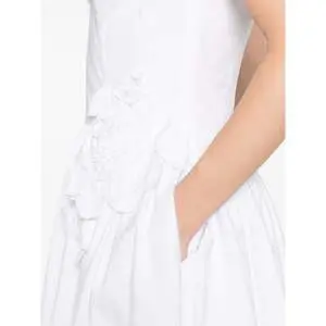 Prada Cotton Flower Appliqué Midi Dress