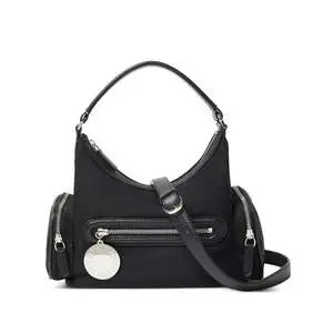 Stella McCartney Top Handle Shoulder Bag With Logo Charm - Black