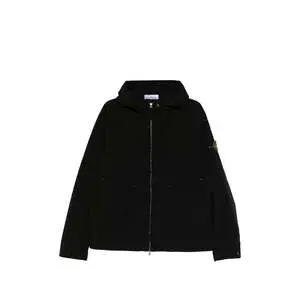 Stone Island Hooded Zip-up Jacket - Black