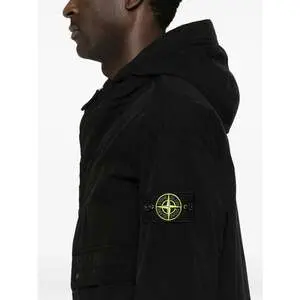 Stone Island Hooded Zip-up Jacket - Black