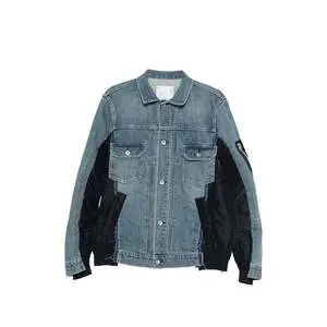 Sacai Paneled Denim And Nylon Jacket