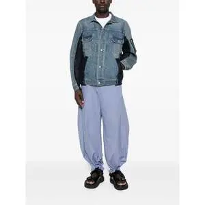 Sacai Paneled Denim And Nylon Jacket
