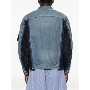 Sacai Paneled Denim And Nylon Jacket
