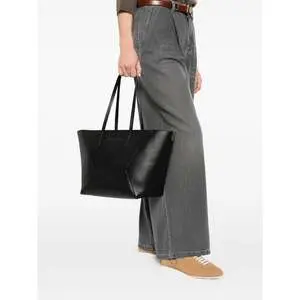 Brunello Cucinelli Leather Tote Bag With Top Handles - Black