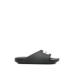 Givenchy Logo Detail Open Toe Flat Sole Slides - Black