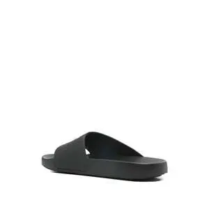 Givenchy Logo Detail Open Toe Flat Sole Slides - Black