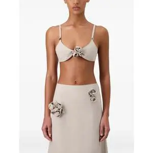 Coperni Gathered Detail Petal Shape Bikini Top - Cream