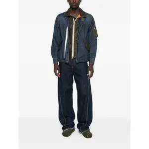 Sacai Denim Jacket With Zip Fastening - Blue