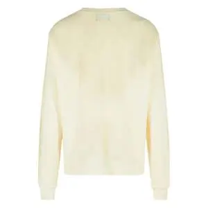 Amiri Long Sleeve Waffle Knit Crewneck With Embroidered Bone Motifs - Cream