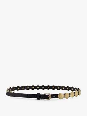 GOLDEN GOOSE Trinidad Leather Belt With Studs - Black