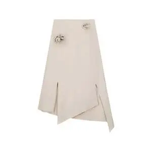 Coperni Asymmetric Skirt With Floral Detail - Cream