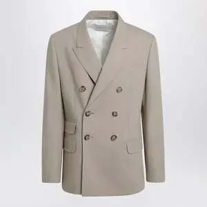 AMI Paris Beige Double-breasted Virgin Wool Gabardine Jacket