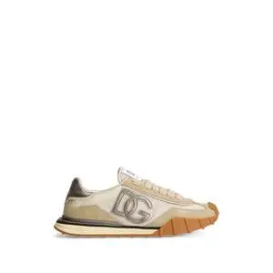 Dolce & Gabbana Neutral Suede And Polyamide Lace-up Low-top Sneakers - Cream