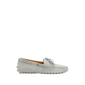 TOD'S Grey Suede Tie Detail Loafers - Gray