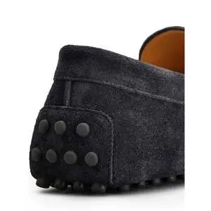 TOD'S Suede Boat Shoes With Tie Detail - Gray