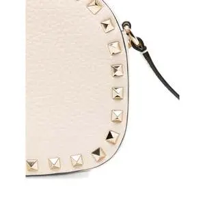Valentino Garavani Calf Leather Studded Cross Body Bag - Cream
