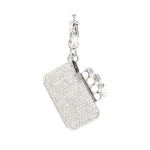 Alexander McQueen Tone Crystal Embellished Clutch Detail Ring - Silver