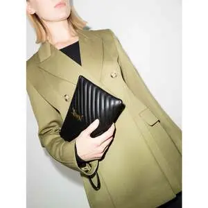 Saint Laurent Quilted Leather Clutch With Wrist Strap