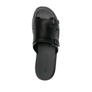 Santoni Calf Leather Double Buckle Sandals