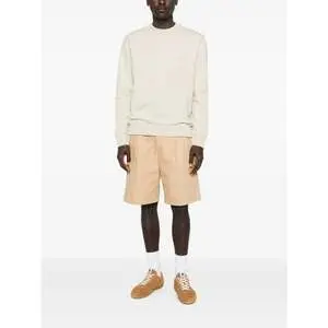 BOSS Crew Neck Long Sleeve Sweatshirt With Embossed Logo - Cream