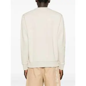 BOSS Crew Neck Long Sleeve Sweatshirt With Embossed Logo - Cream
