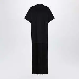 Alaïa Cotton Jersey Fringed Dress - Black