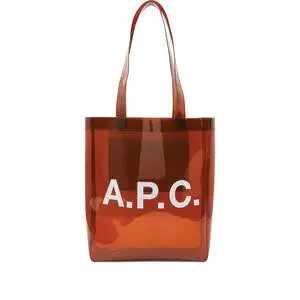 A.p.c. Transparent Pvc Tote Bag With Logo Detail - Brown