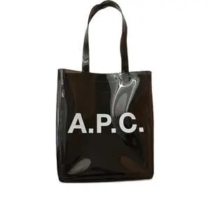 A.p.c. Dark Grey Transparent Tote Bag With White Logo - Gray