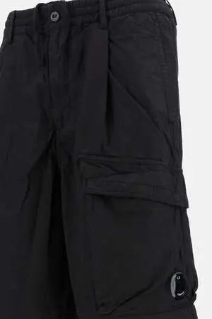 C.P. COMPANY Black Cargo Shorts With Lens Detail - Multicolor