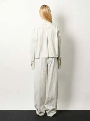 Miu Miu Striped Cotton Cropped Shirt - Multicolor