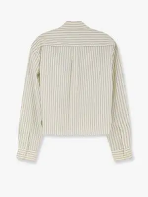 Miu Miu Striped Cotton Cropped Shirt - Multicolor