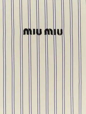 Miu Miu Striped Cotton Cropped Shirt - Multicolor
