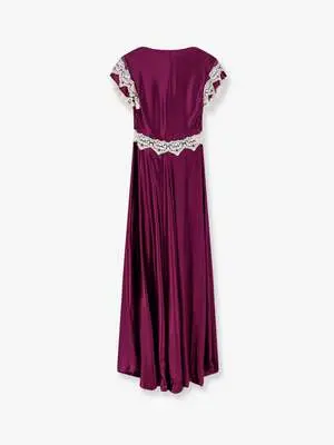 Alberta Ferretti Viscose Long Dress With Lace Profile