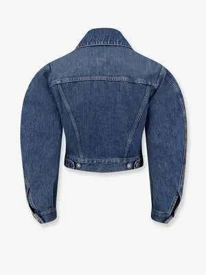 Givenchy Cropped Denim Jacket With Embroidered Logo - Multicolor