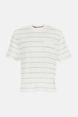 Thom Browne Short Sleeve Tee In Textured Stripe Waffle - Multicolor